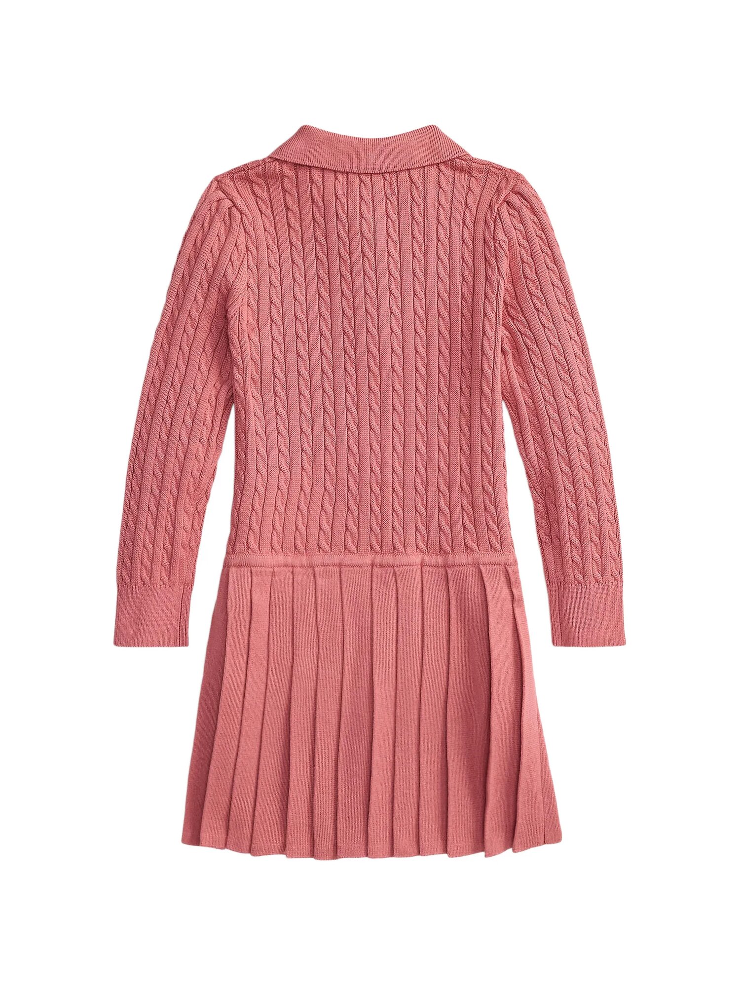 Платье Polo Ralph Lauren Cable-knit pleated dress, размер 116-122, кораллово-розовый — фото 1