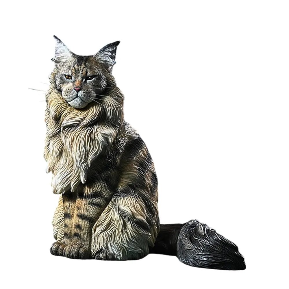Сувенирная фигурка кота мейн-кун из смолы, коричневого цвета для сада, 30см