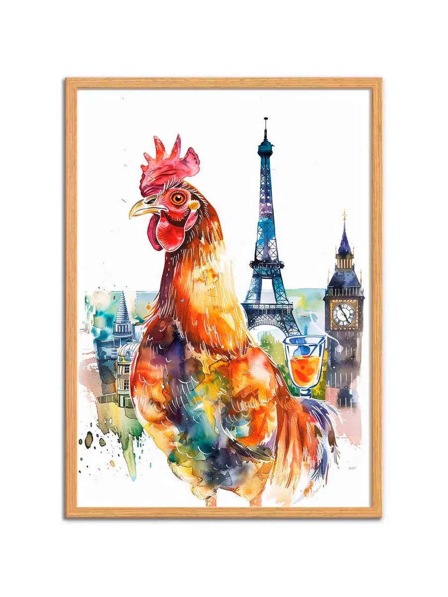 Цесарка, выращиваемая на ферме, пьет Виски 5, Плакат 30x42с