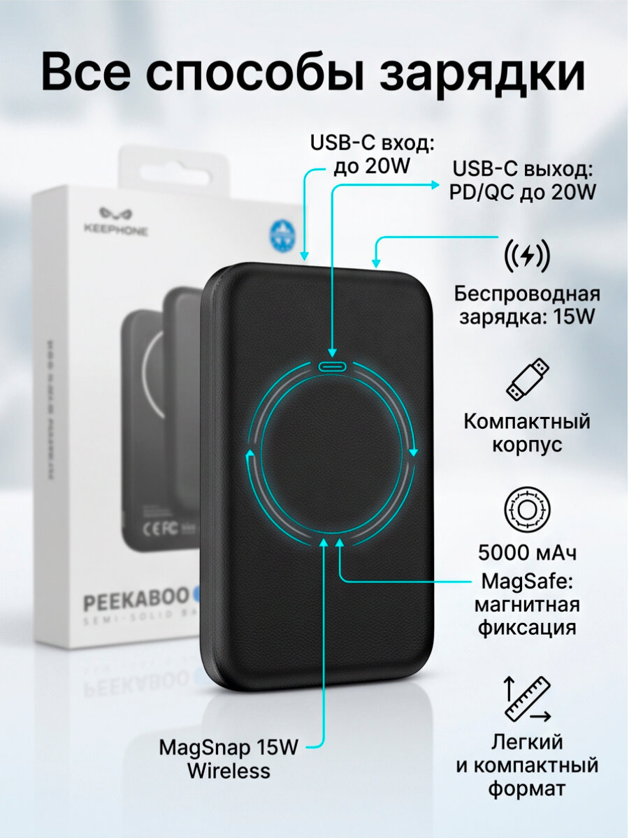 Внешний аккумулятор KEEPHONE PEEKABOO 5000 черный