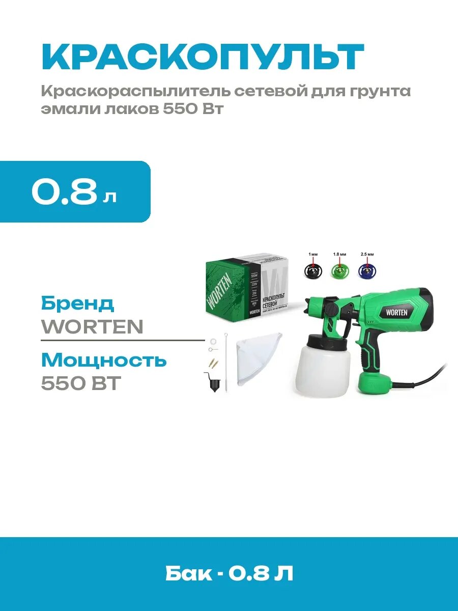 Краскопульт сетевой 550 Вт для грунта эмали и покраски авто