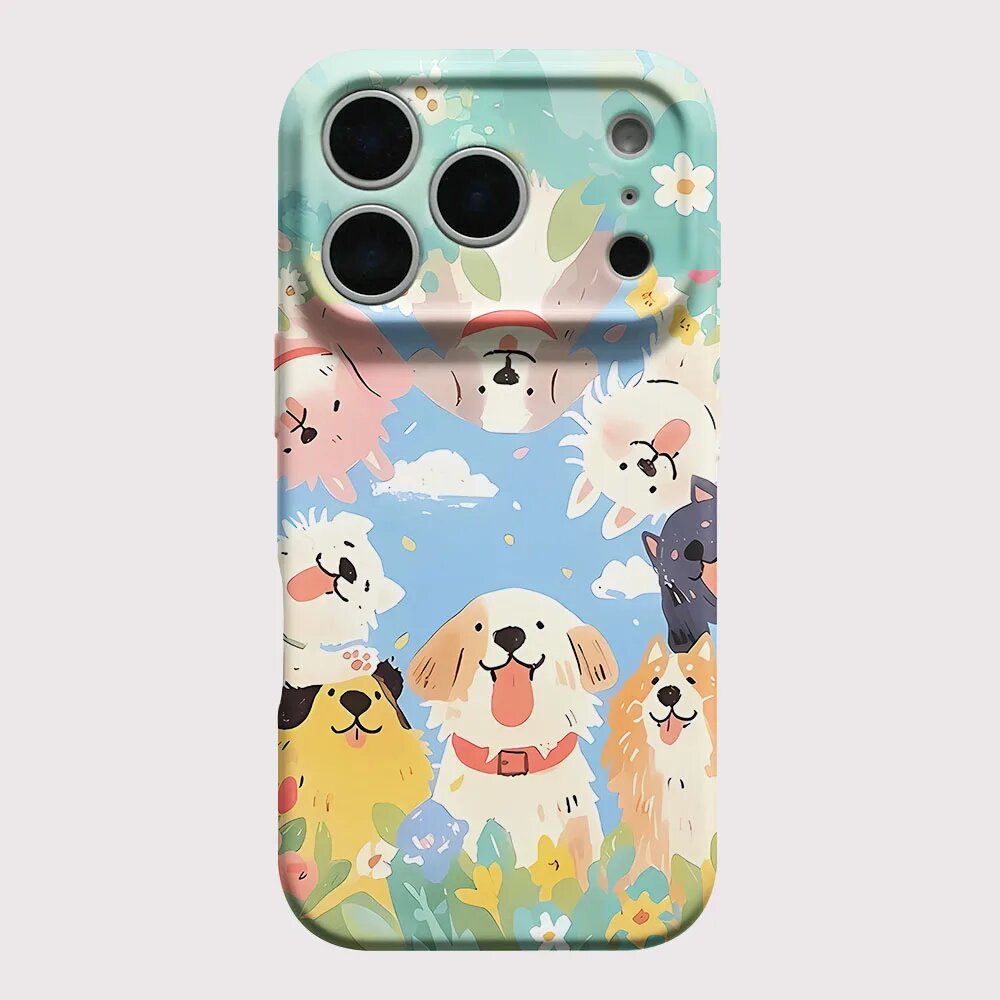 Прочный Чехол Для iPhone С Милым Рисунком Собачьей Семьи, Из Поликарбоната, В iPhone 16 Pro Max