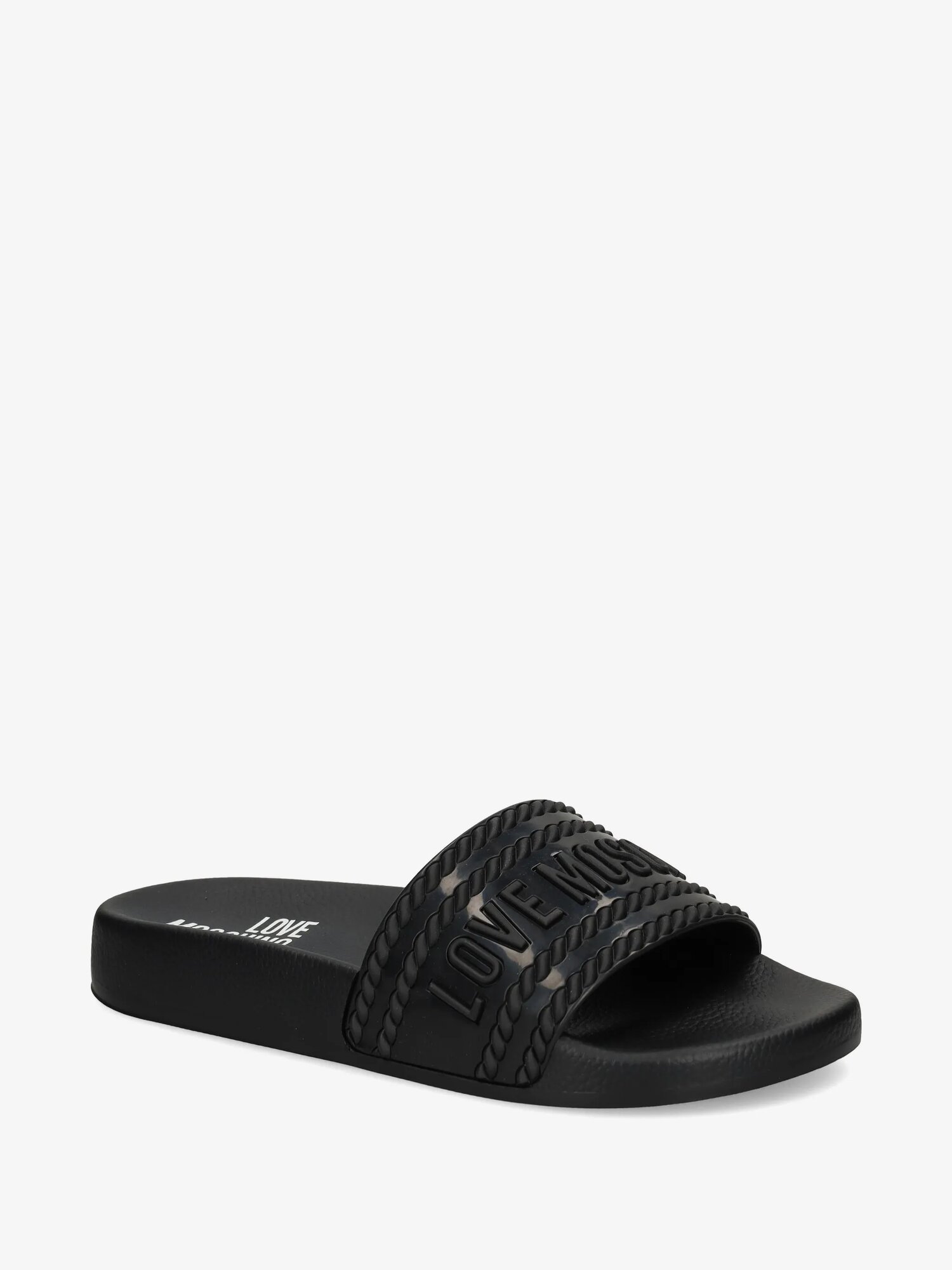 Шлёпанцы LOVE MOSCHINO Logo-embossed slides, размер 37, черный — фото 1