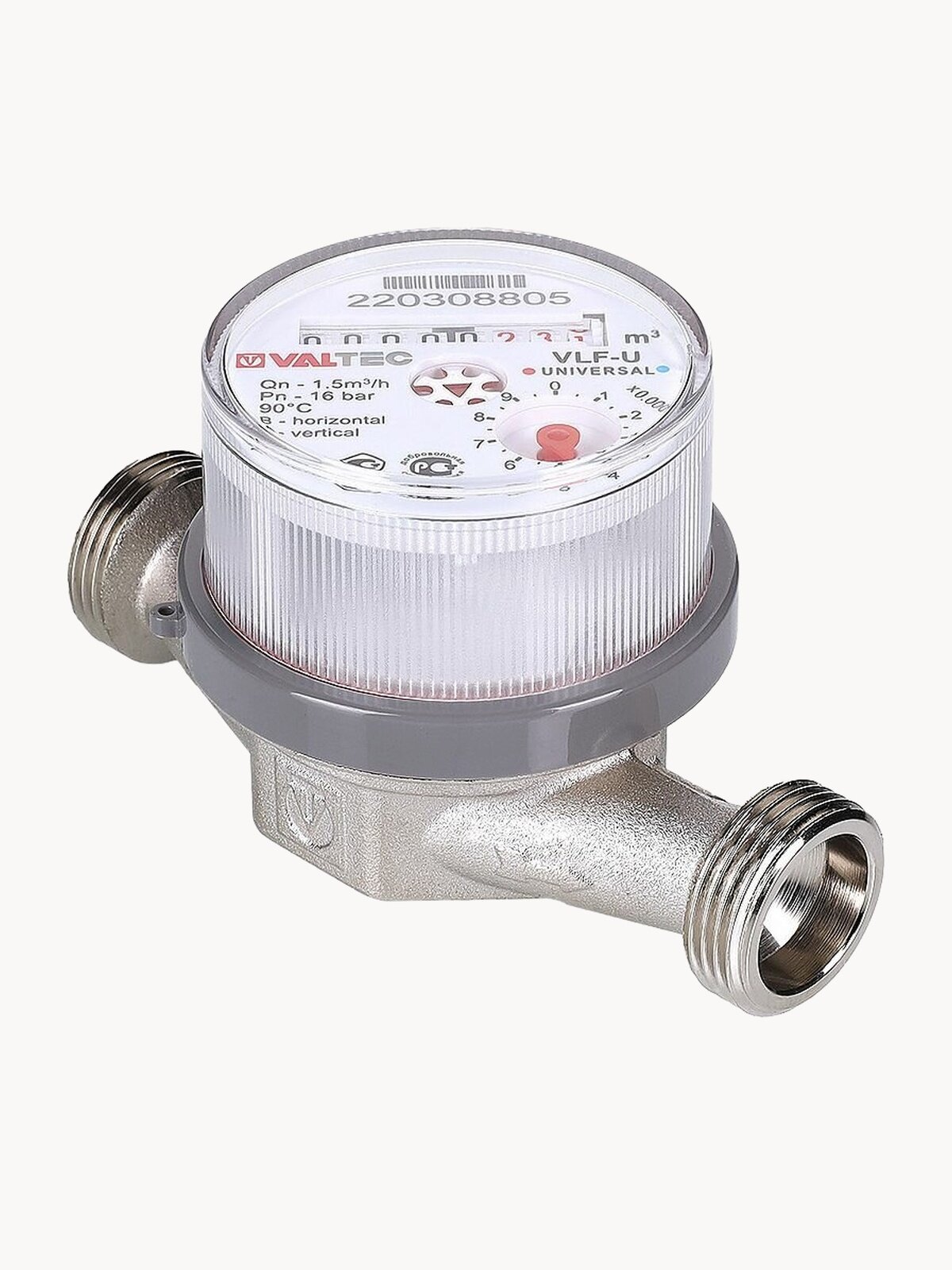 Счетчик Valtec 1/2" L=110мм, без сгонов, для горячей и холодной воды VLF-15U-L