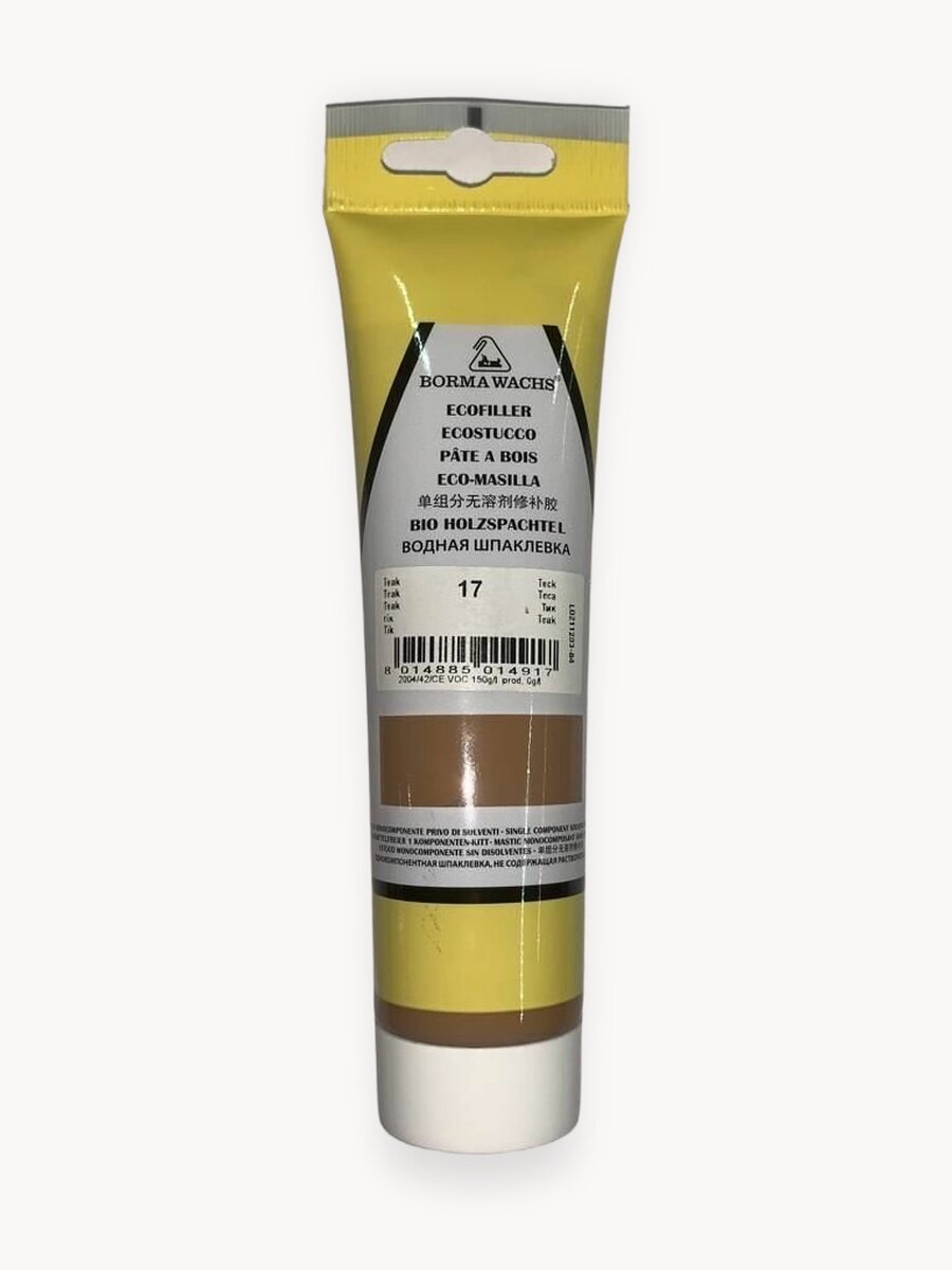 Шпаклёвка по дереву акриловая на водной основе безусадочная, в тубе, Borma Wachs Ecostucco 200гр, Тик 17, Быстро сохнет, легко шлифуется.