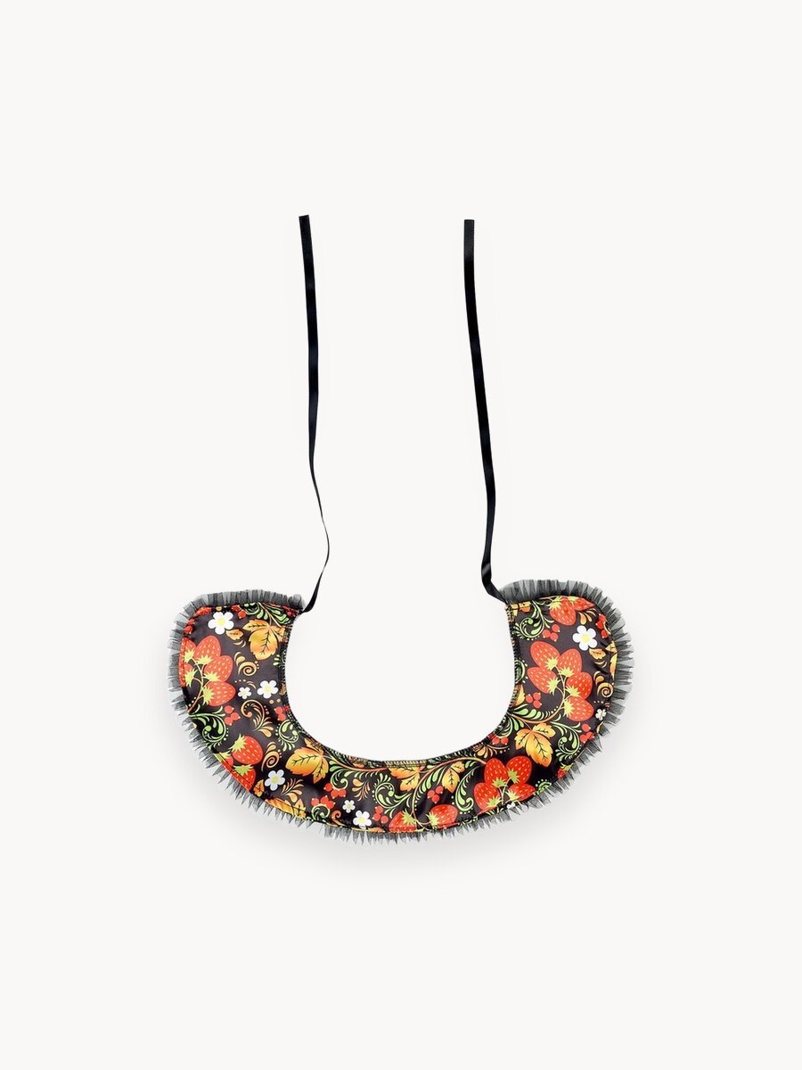 Карнавальный воротник Волшебная маска "Народная краса", полиэстер, текстиль, черный, 26x10x1 см