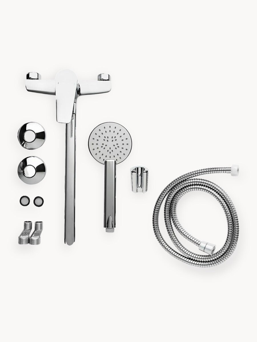 Смеситель в ванную с душем длинный поворотный излив GROSS AQUA Dyno, хром, 7121285C-35F