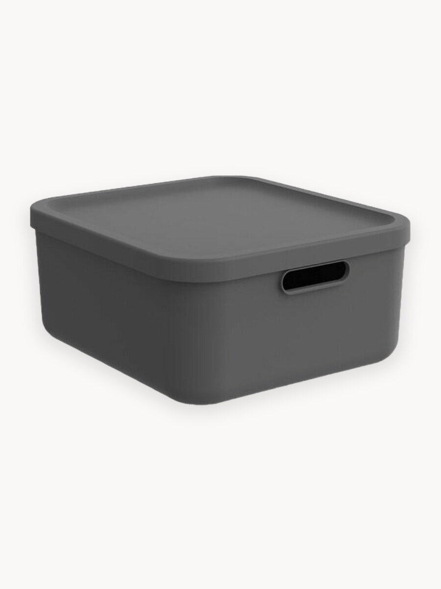Коробка Rotho органайзер Albula Light для хранения вещей, пластиковая с крышкой, антрацит, 20 л (1055708853)