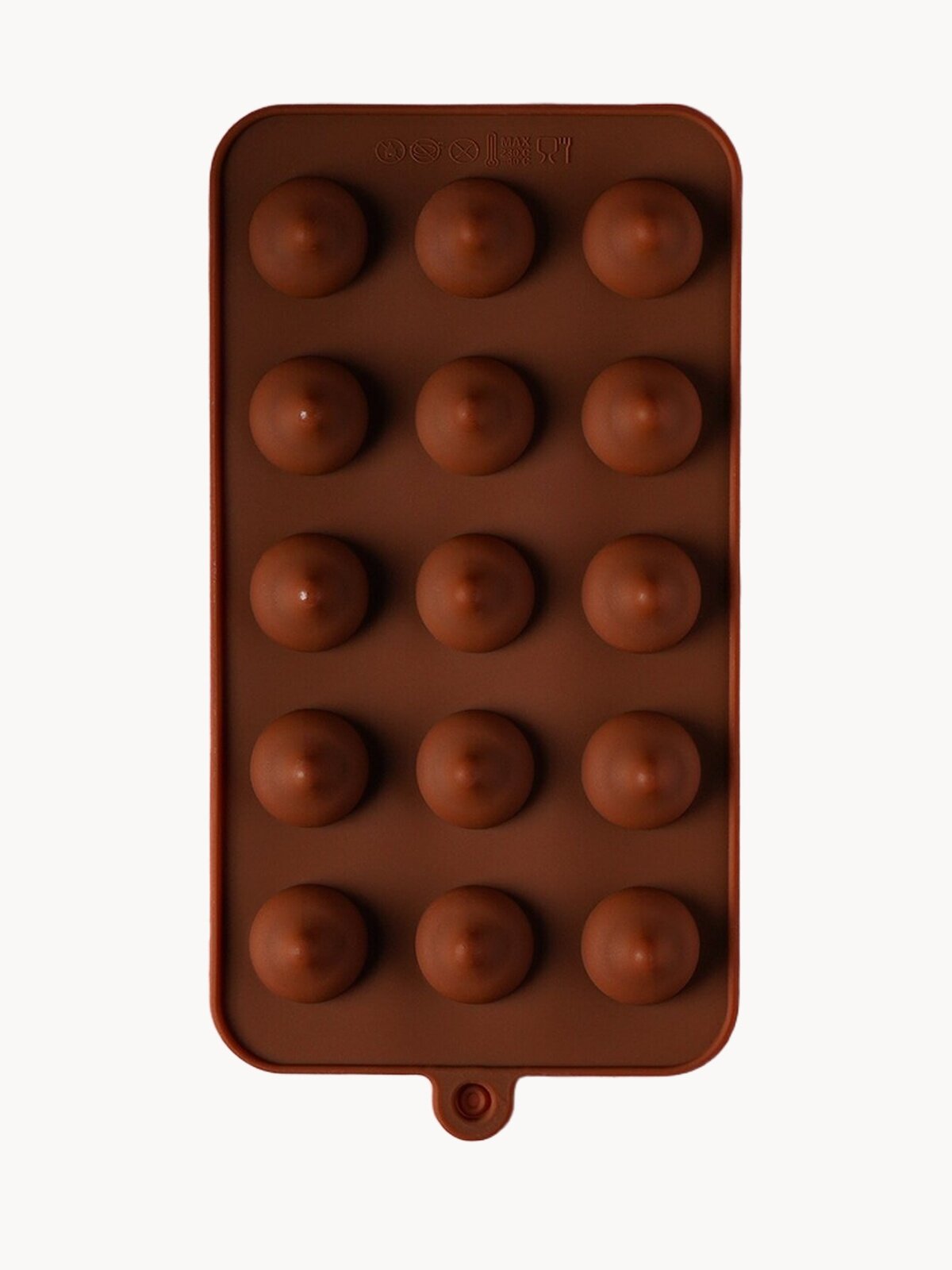 Форма силиконовая для шоколада Доляна «Трюфель», 20,5×10,5 см, 15 ячеек (d=2,2 см), цвет шоколадный