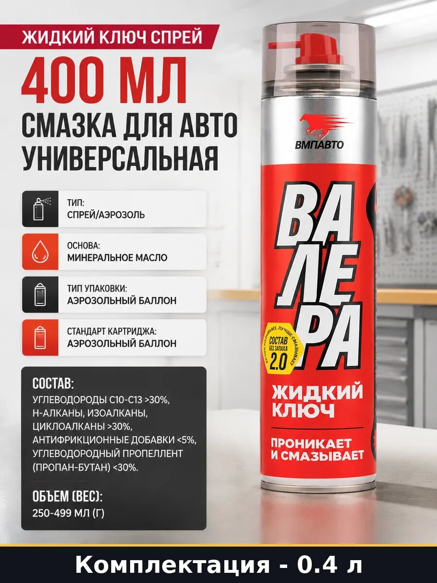 Проникающая смазка универсальная 400 мл, жидкий ключ для петель и замков, аэрозольный баллон с жидким ключом 400 мл