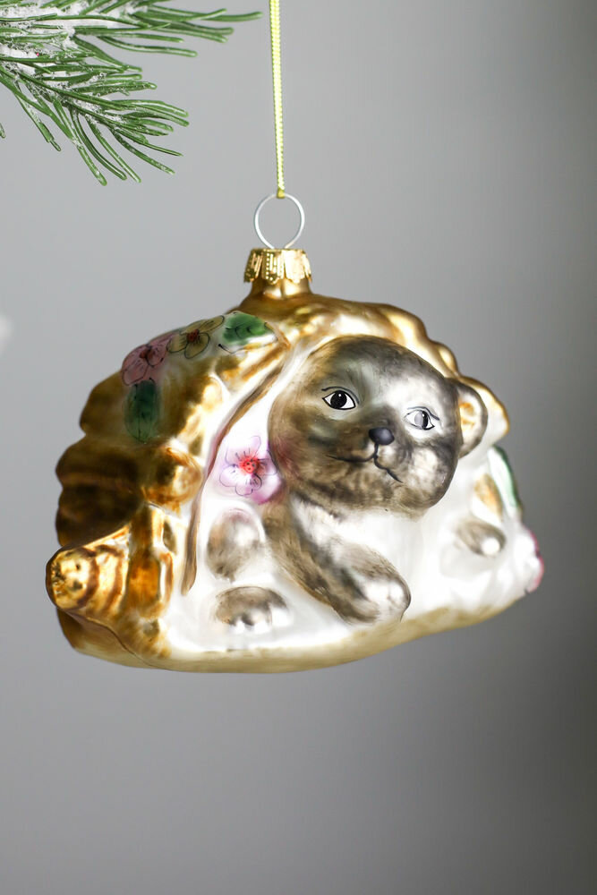 Ёлочная игрушка лесной малышок В домике, стекло, 10 см, Винтер Деко (Winter Deco) 5030078