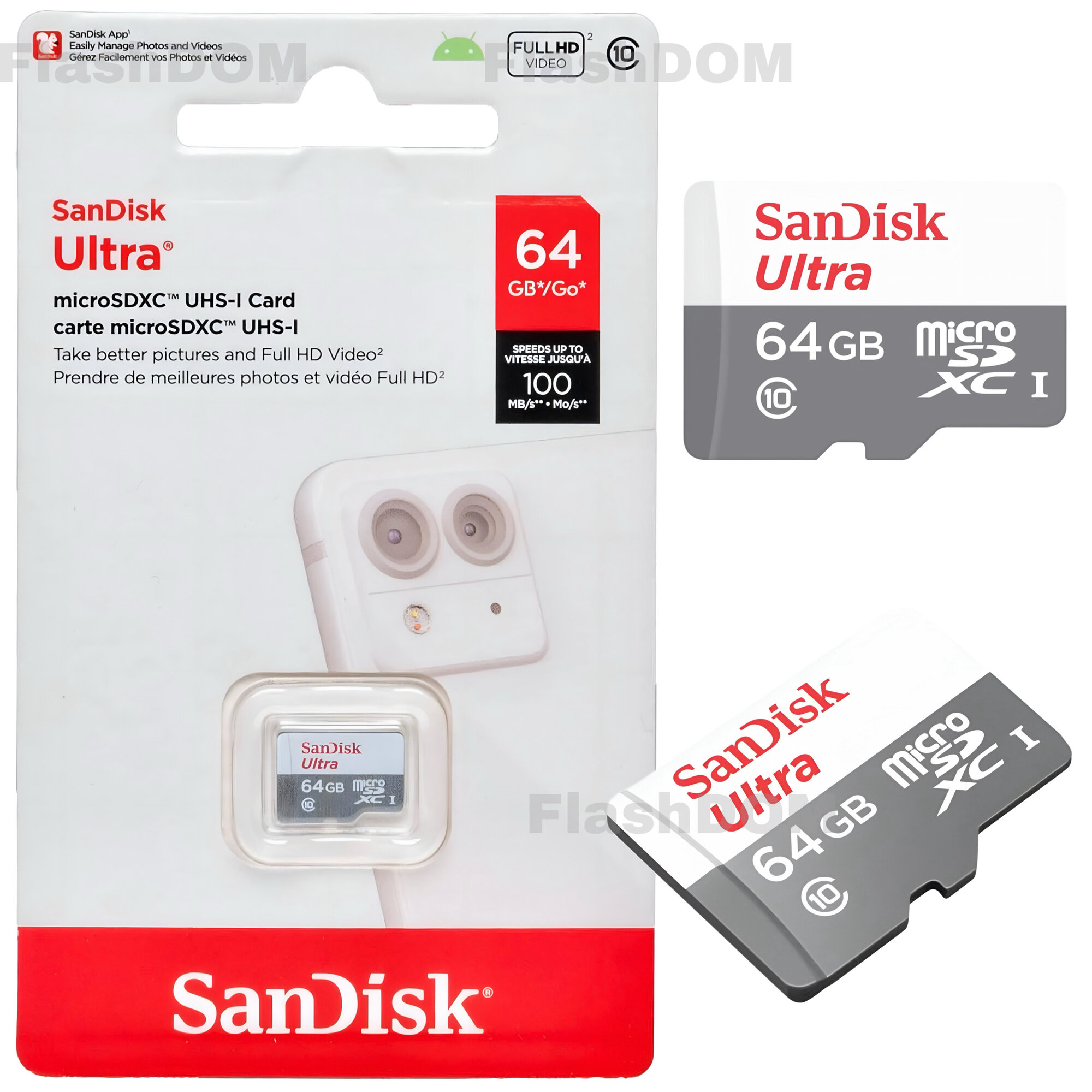 Карта памяти SanDisk microSDXC 64 ГБ Ultra UHS-I (100 Mb/s) SDSQUNR-064G-GN3MN без адаптера