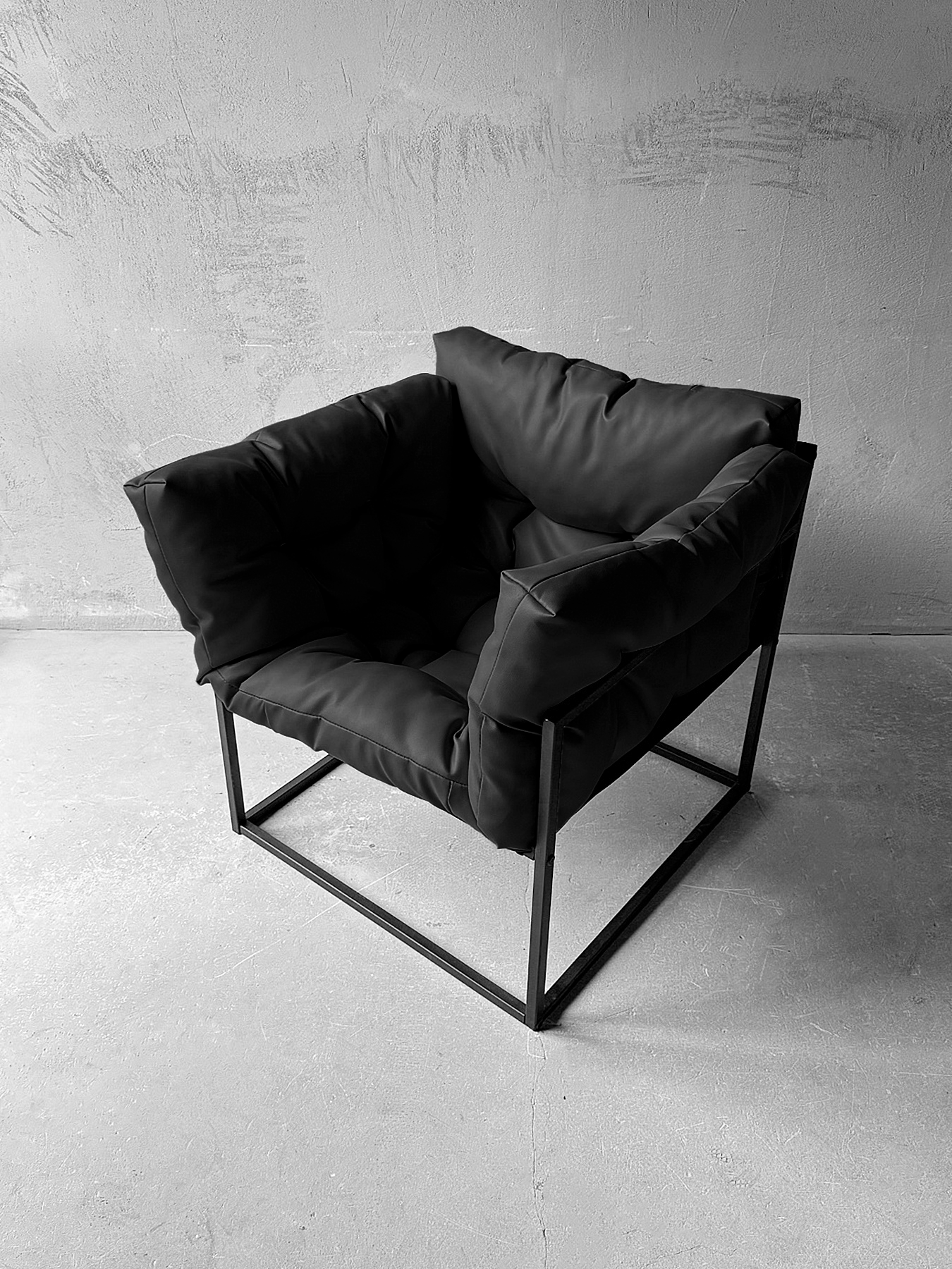 Кресло для отдыха Блок экокожа черный