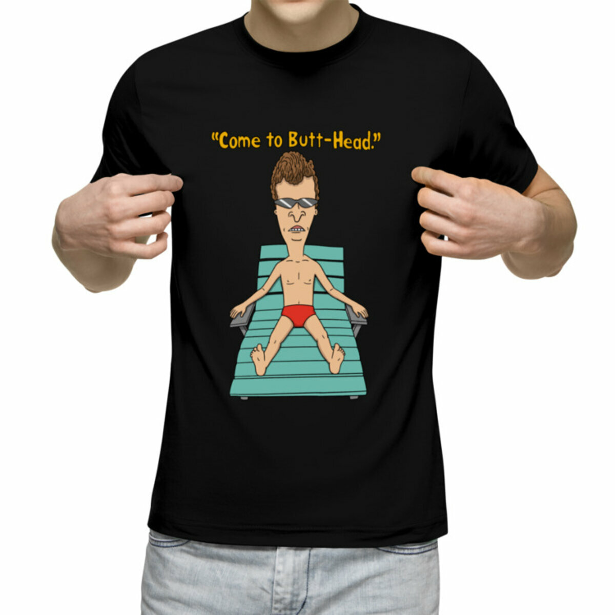 Мужская футболка «Come to butt-head» (черный, 2XL)