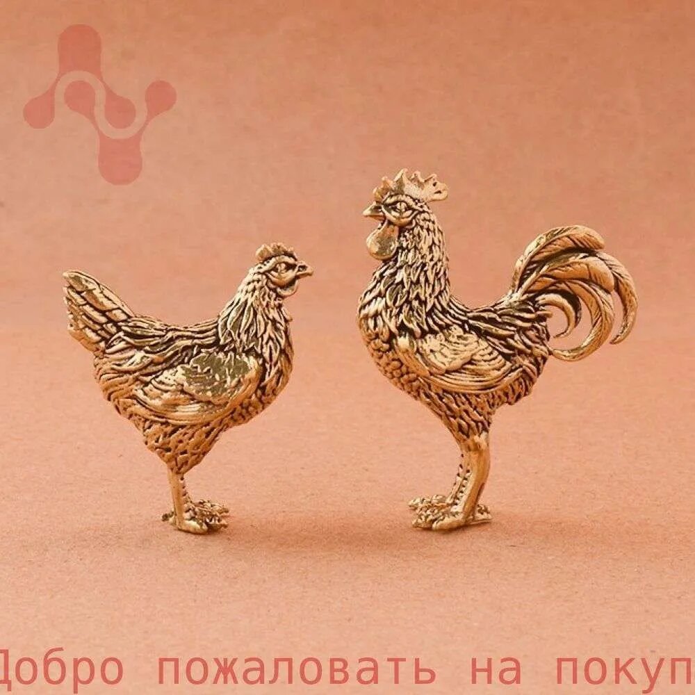 Статуэтка "Курица" Фэн-шуй, бронза Пара петух и курица