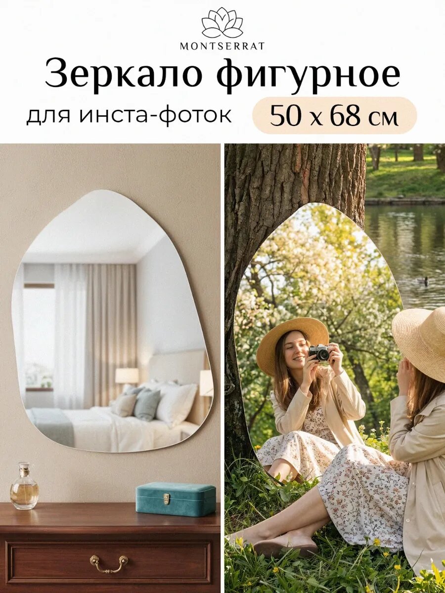 Зеркало настенное фигурное в комнату без рамы