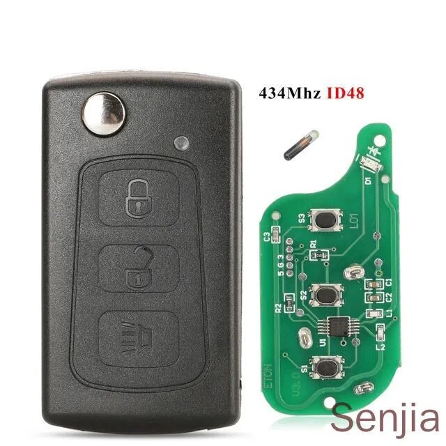 Автосигнализация брелок 3 кнопки 434 МГц ID48 Запчасти автосигнализации