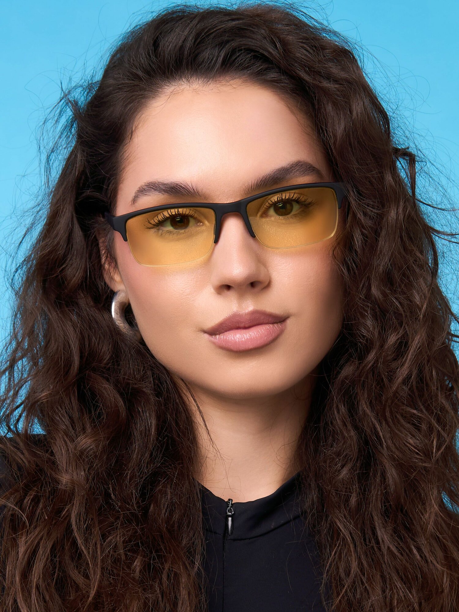 Очки антифара для водителей (-3.00) Coral Ralph 0710 C1, с футляром, цвет черный, линза желтая, стигматические, РЦ 62-64