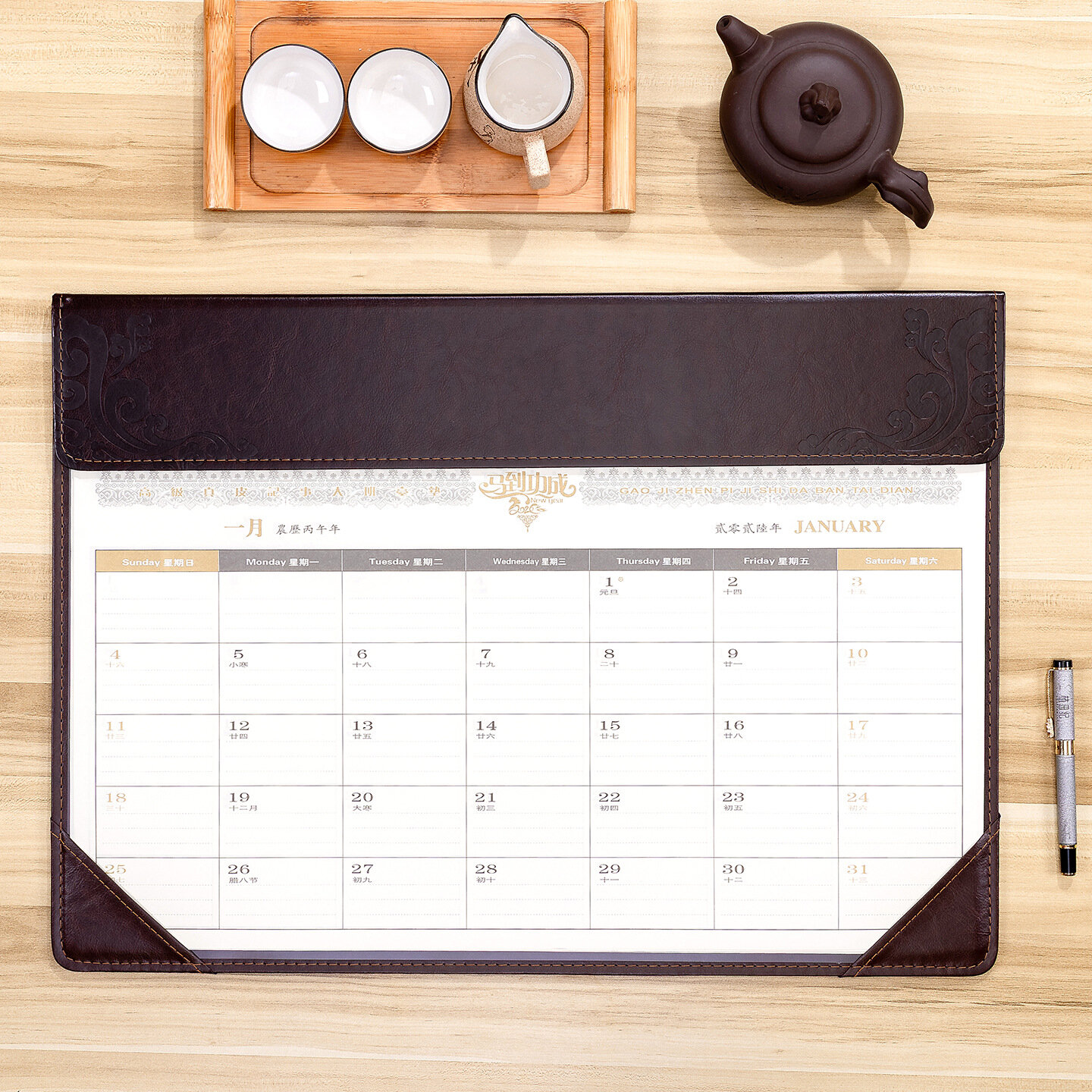 Календарь на 2026 год, большой настольный календарь-блокнот, кожаный календарь-планер, простой блокнот, большой планировщик с сеткой, ежемесячный календарь.