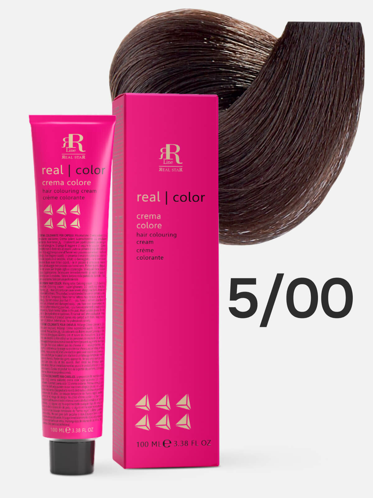 Крем - краска для волос профессиональная RR Line Colouring Cream 5/00 Светлый каштановый Интенсивный натуральный, 100 мл