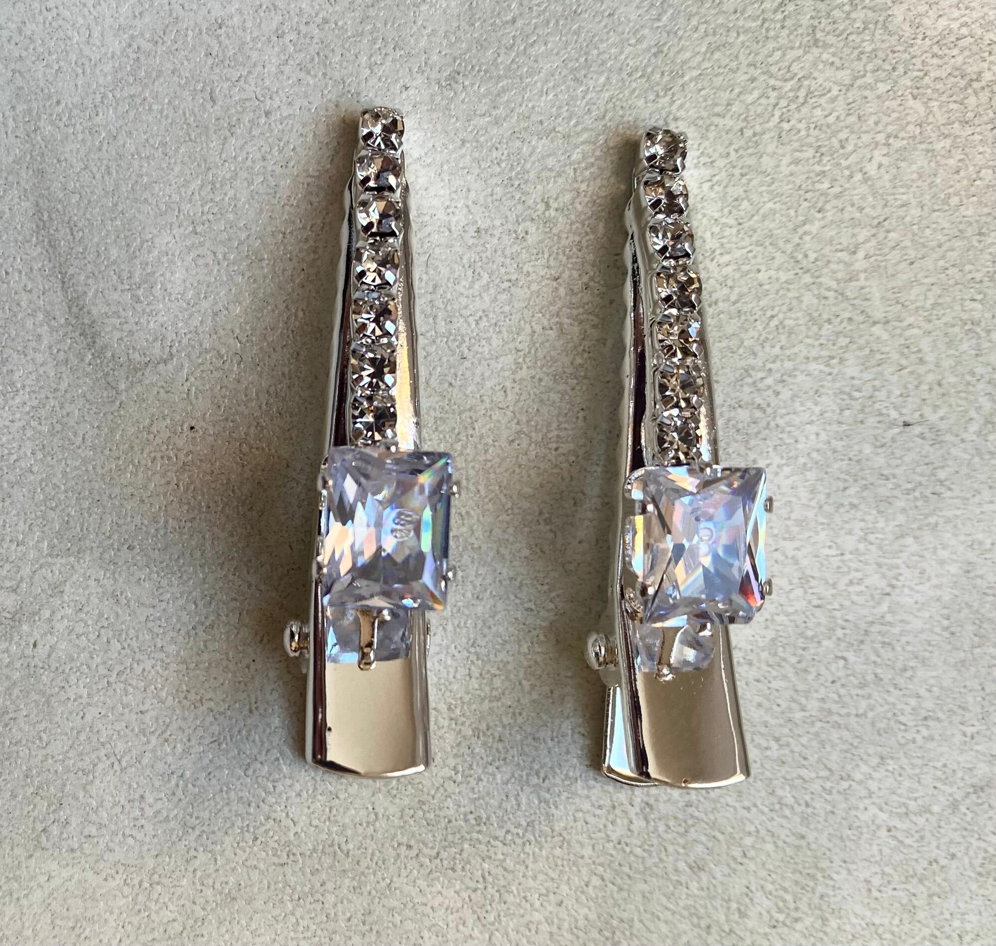 Заколки зажим для волос маленькие со стразами, набор 2 шт, 4 см