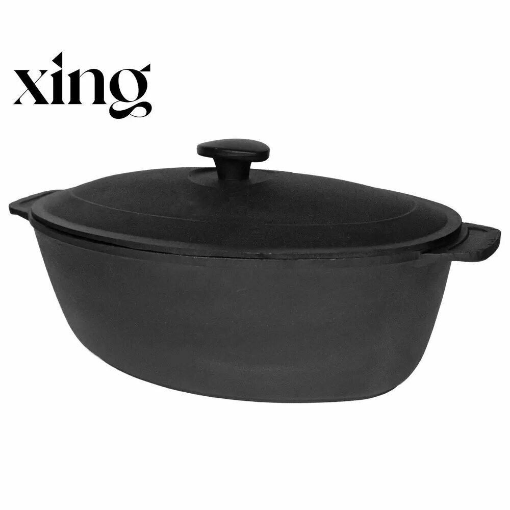 Утятница Xing чугунная 6 л для приготовления птицы, 40 см