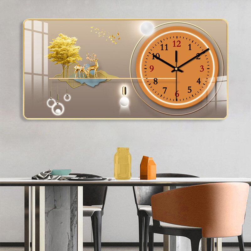 Новые настенные часы в стиле легкой роскоши для гостиной, декоративная картина, настенные часы для прихожей, креативные бесшумные часы в китайском стиле для столовой.