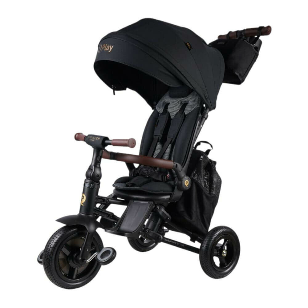 QPlay Sprinter S Max S702, детский трехколесный велосипед от 10 месяцев до 6 лет, цвет Black (Lux/Black)