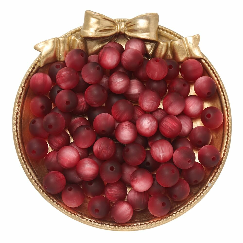 Бусины из смола кошачий глаз 10 мм, 10 шт, цвет: красная