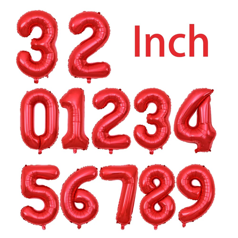 Гелиевые цифры-шары EsenTroye 32/40 дюймов 0-9 Красный, 1pcs, Number 2