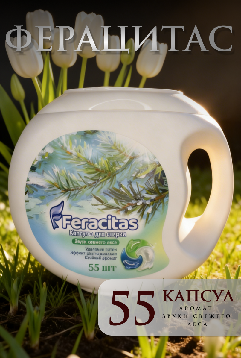 Капсулы для стирки FERACITAS 55 шт. Универсальные капсулы Ферацитас