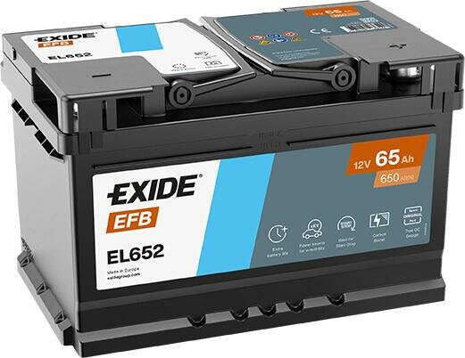 Автомобильный аккумулятор EXIDE EFB EL652 278x175x175