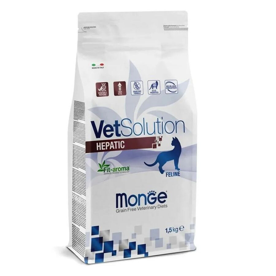 Сухой корм для кошек Monge VetSolution Cat Hepatic, с заболеваниями печени 1,5 кг