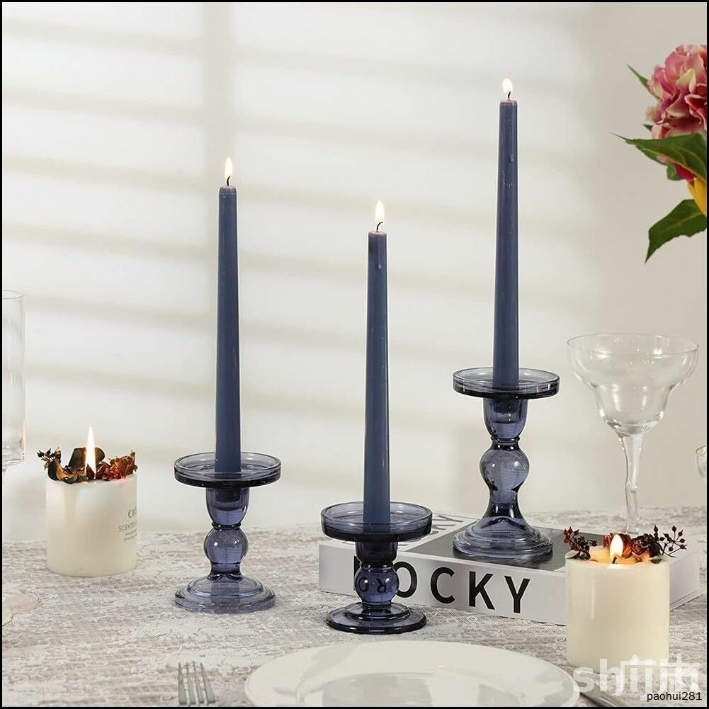 Набор эксклюзивных подсвечников из стекла, 3 шт, в форме римской колонны