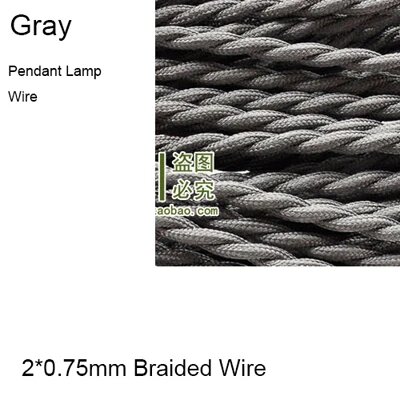 Винтажный тканевый провод 0,75 мм² медный 5/10/20/50 м Gray, 5m