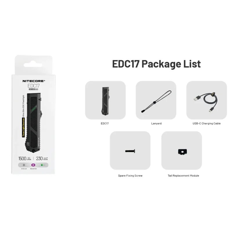 NITECORE EDC17 фонарик 1500 люмен