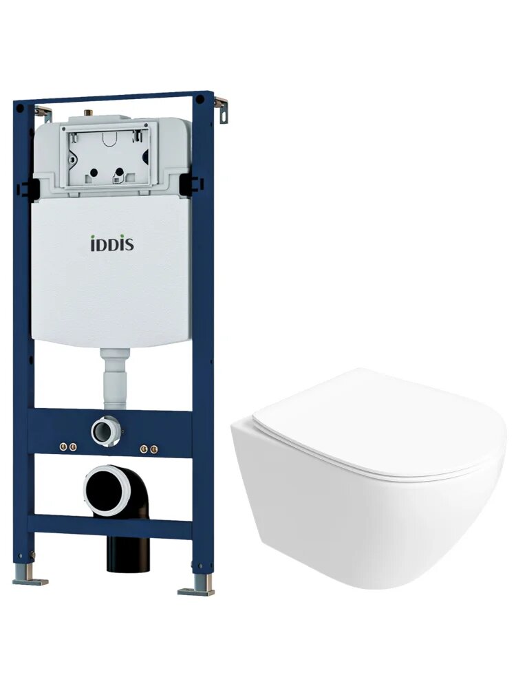 Комплект 3 в 1: Инсталляция IDDIS Profix PRO0000i32 / Унитаз подвесной STWORKI Кронборг S28401WH безободковый, с микролифтом / Комплект креплений