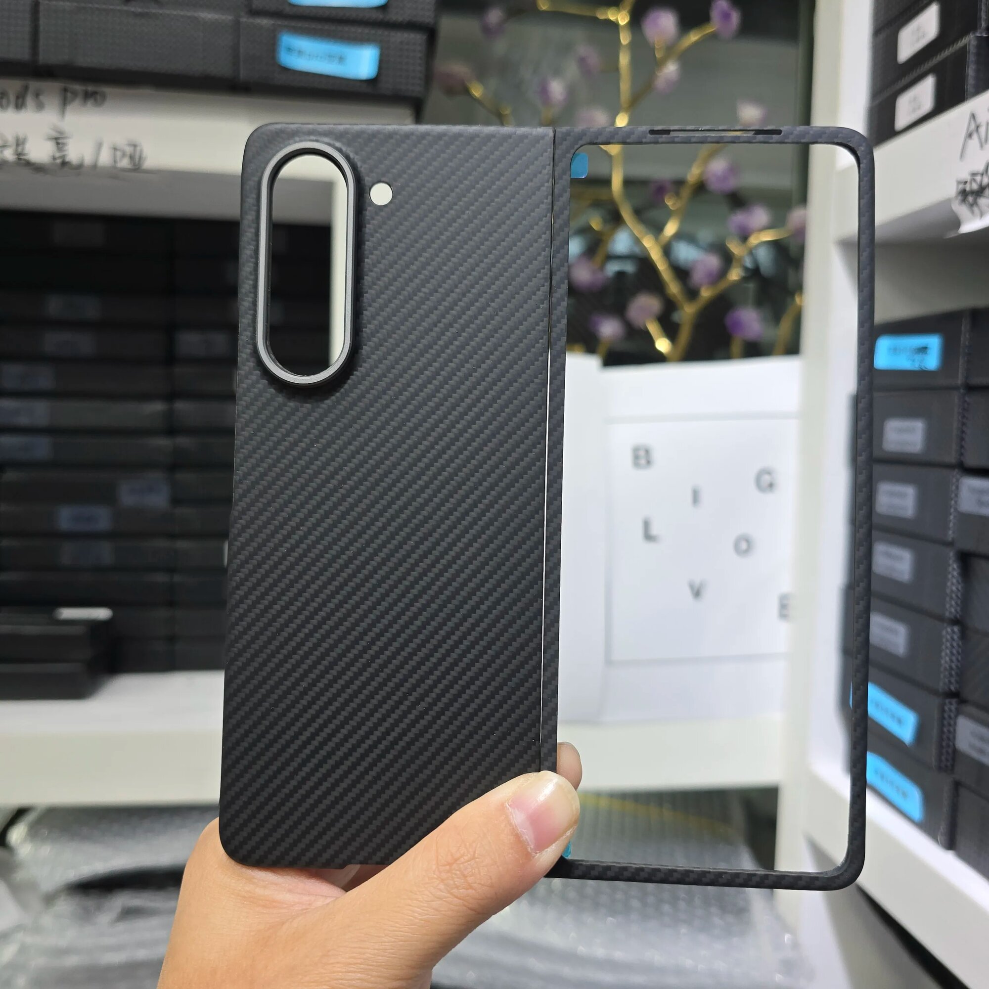 YTF-чехол из углеродного волокна для Samsung Galaxy Z Fold 5 Magsafe 600D(Ring)Big, For Z Fold 5