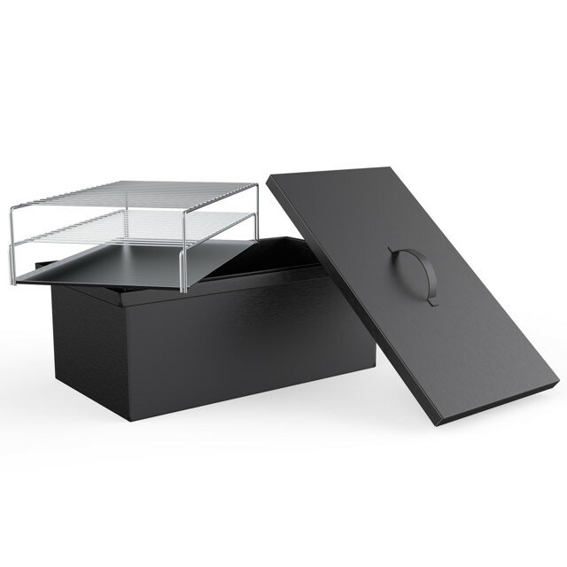 Коптильня Smoky Proof BLACK двухярусная с гидрозатвором 48х28,5х22см сталь 1,2мм