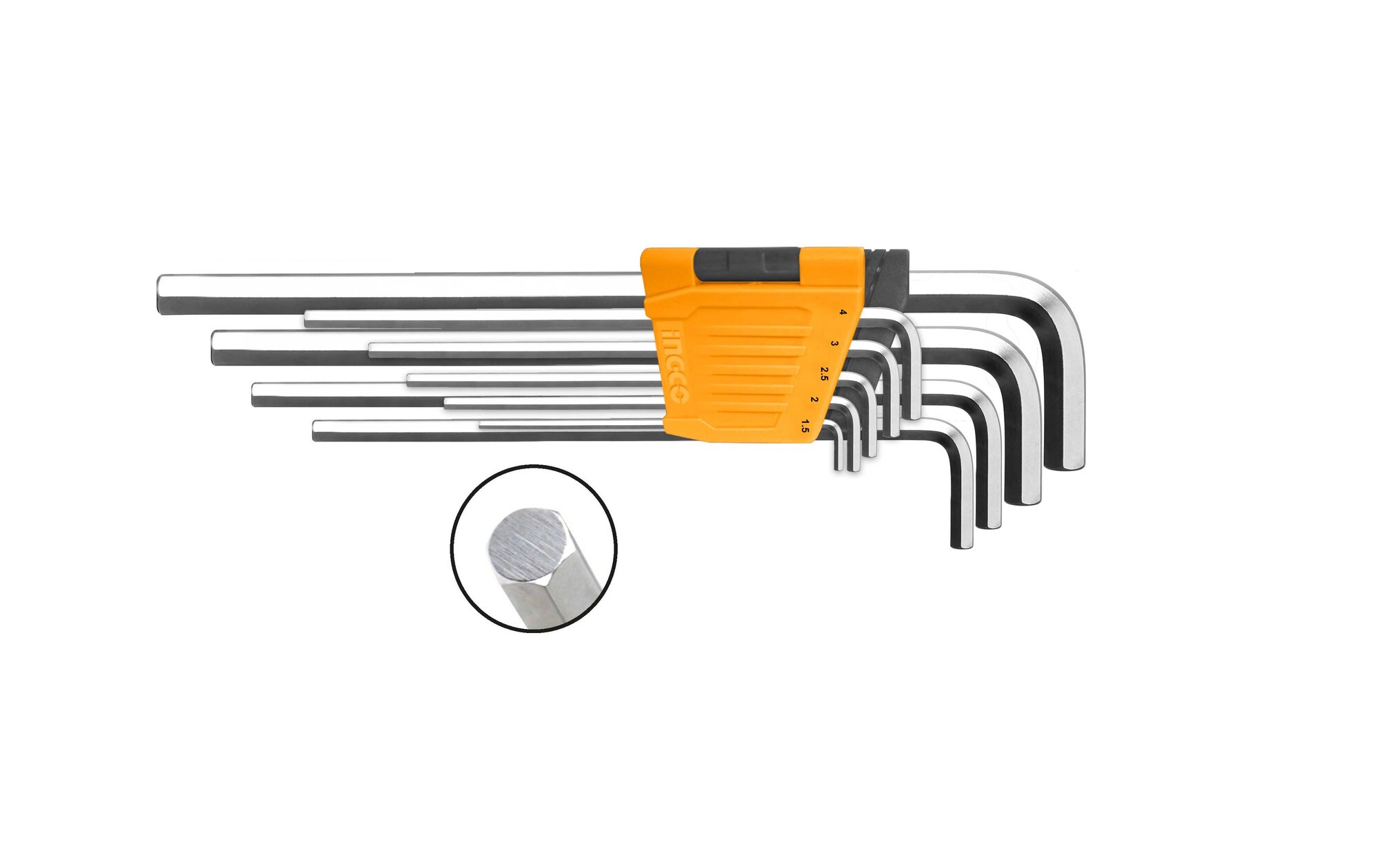 INGCO Набор шестигранников HEX 1.5-10мм Extra Long INDUSTRIAL HHK11092