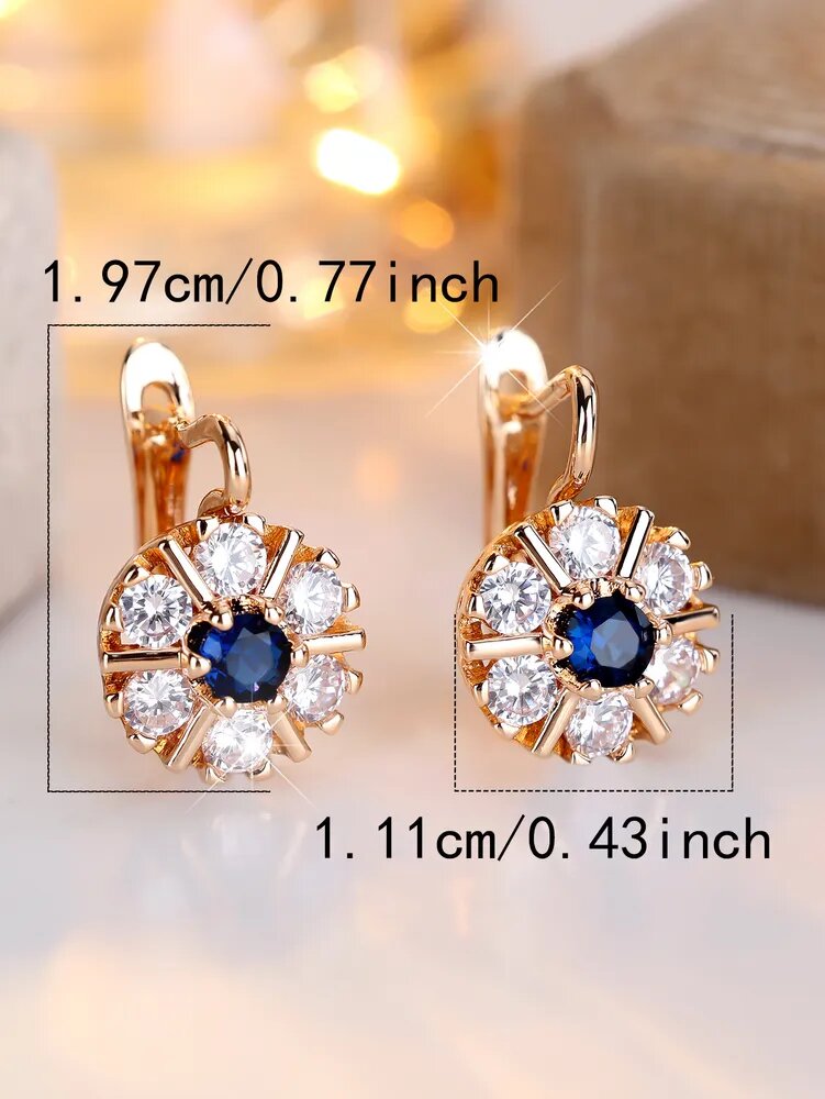 Серьги, фианит, искусственный камень, золотистый — фото 1