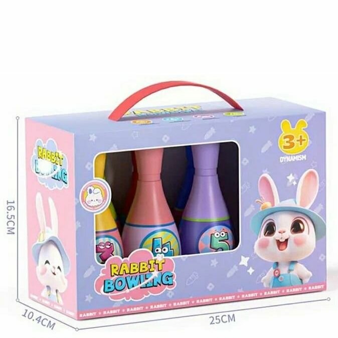 Боулинг детский КНР Rabbit, в комплекте кегли с цифрой 6 штук, шар 2 штуки, в коробке
