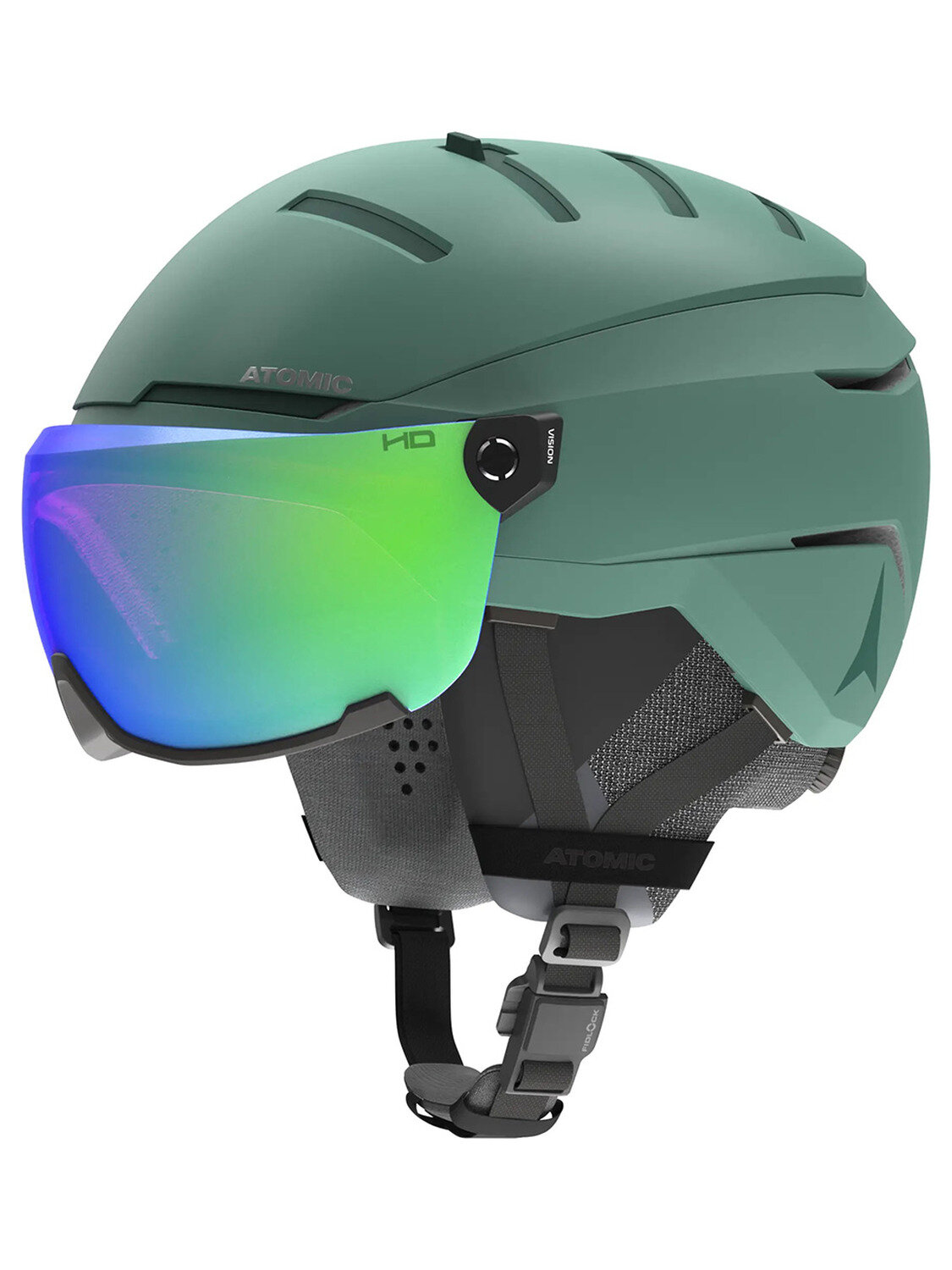 Горнолыжный шлем Atomic Savor GT Amid Visor HD Green Cat. 3-2 24/25 зеленый, для мужчин , Зеленый