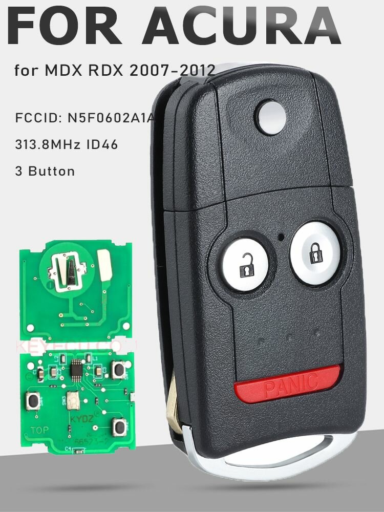 Сменный дистанционный брелок Acura 3 кнопки 313,8 МГц ID46 для MDX 2007–2013 и RDX 2008–2009, № 35111-STX-325.