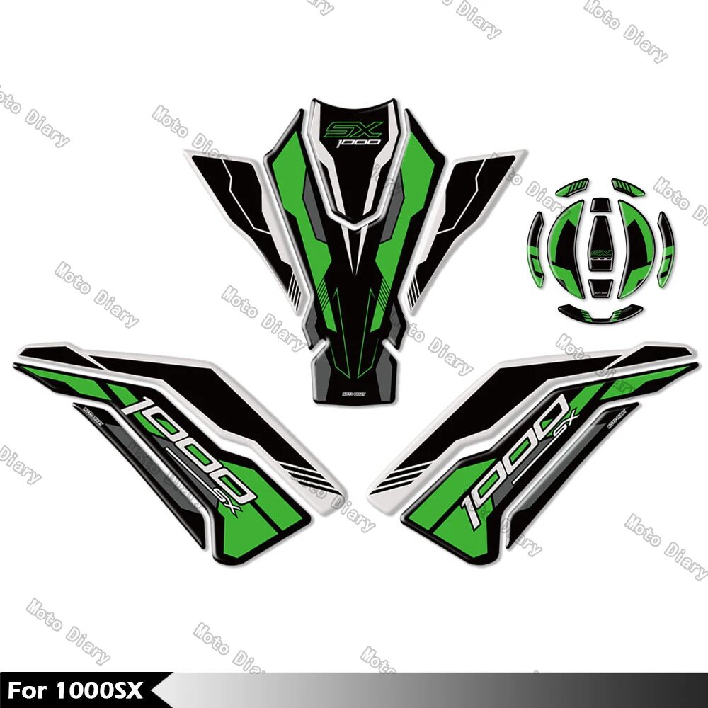 Наклейки на бак Z1000SX 2017-2024, Green Set B
