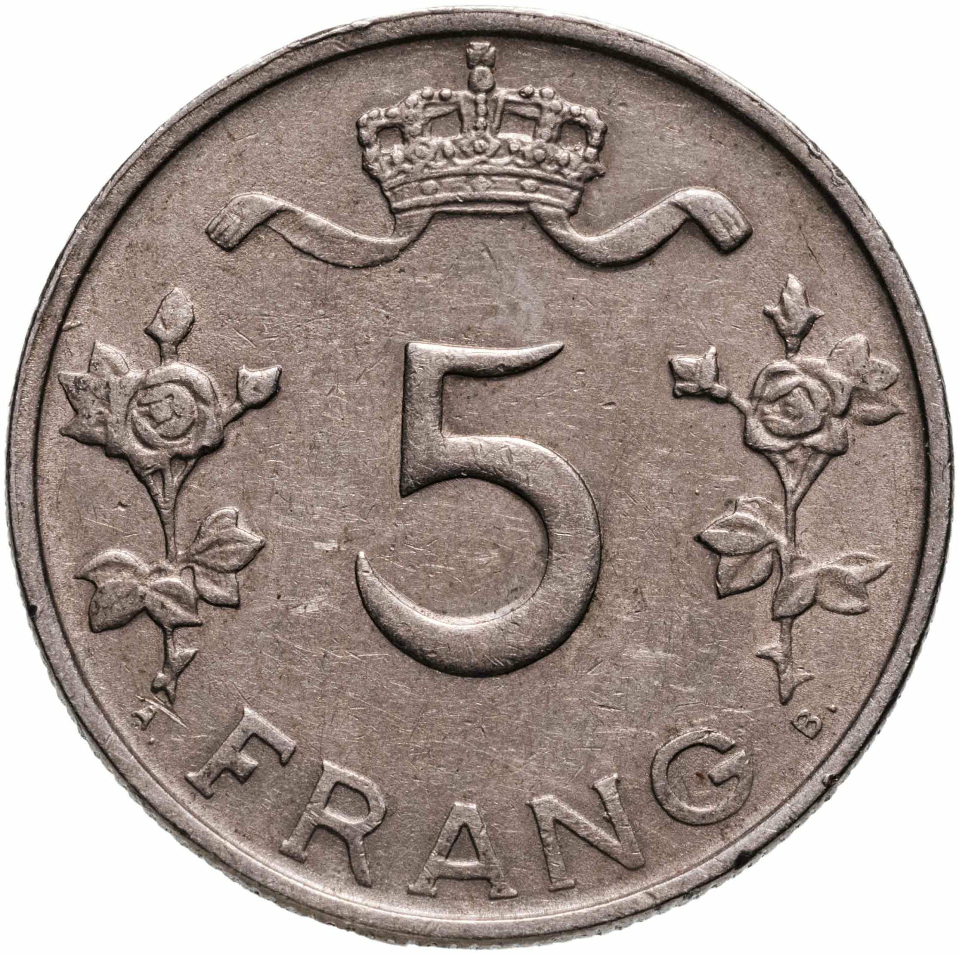 Люксембург 5 франков francs 1949, Мельхиор медь-никель, в сохранности VF-XF