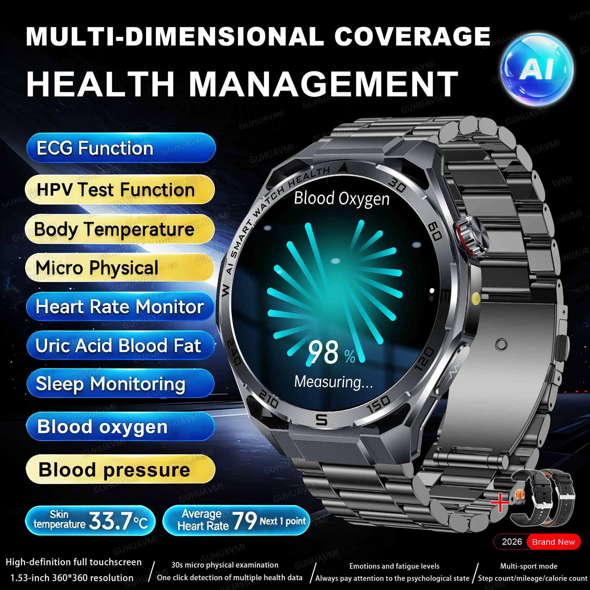 Smart Watch 2026 Black Steel 2A