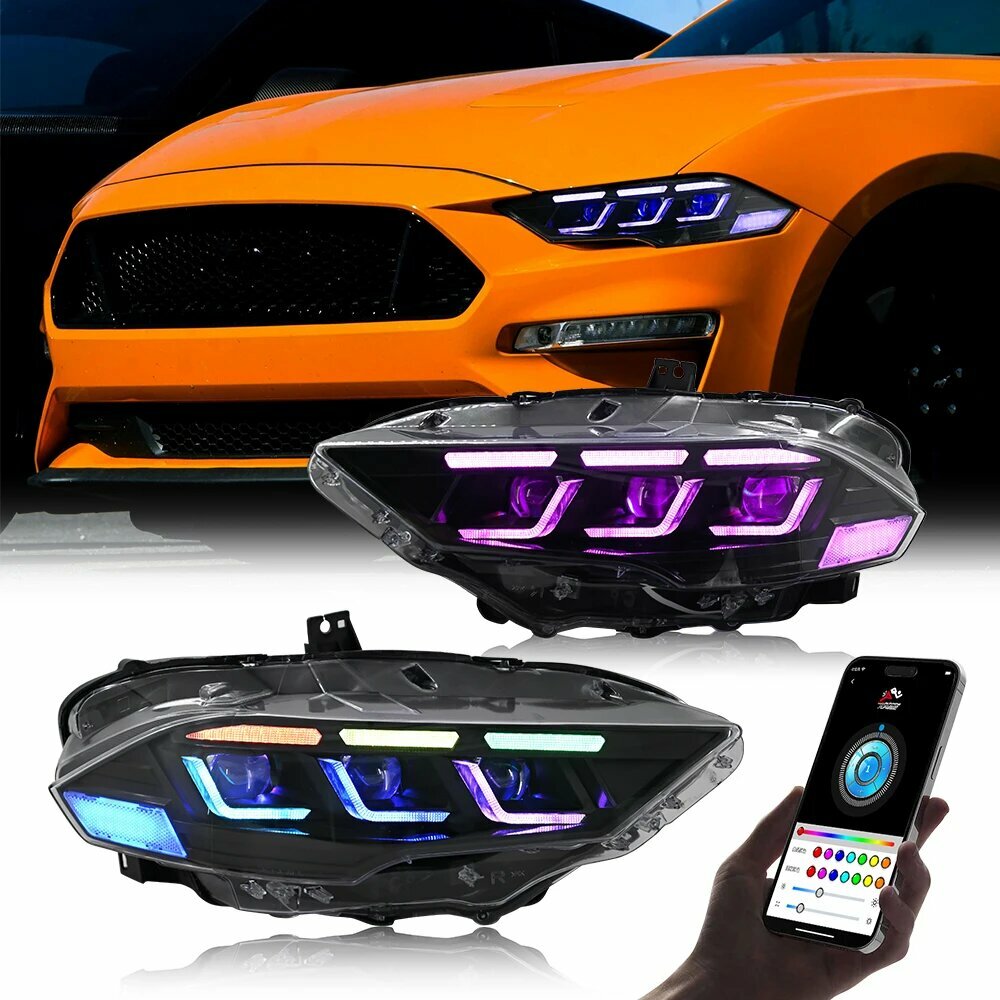 Фары для Ford Mustang 2018-2022 Полный светодиодный контроль освещения