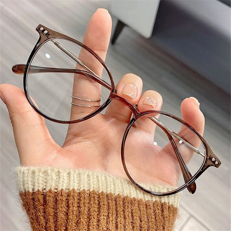 Женские круглые очки SHENGMEIYU синие brown, -6.0
