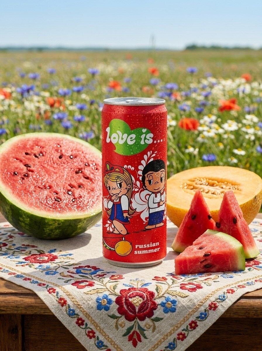 Газированный напиток LOVE IS Russian summer (Арбуз-Дыня), 250 мл х 1 шт.